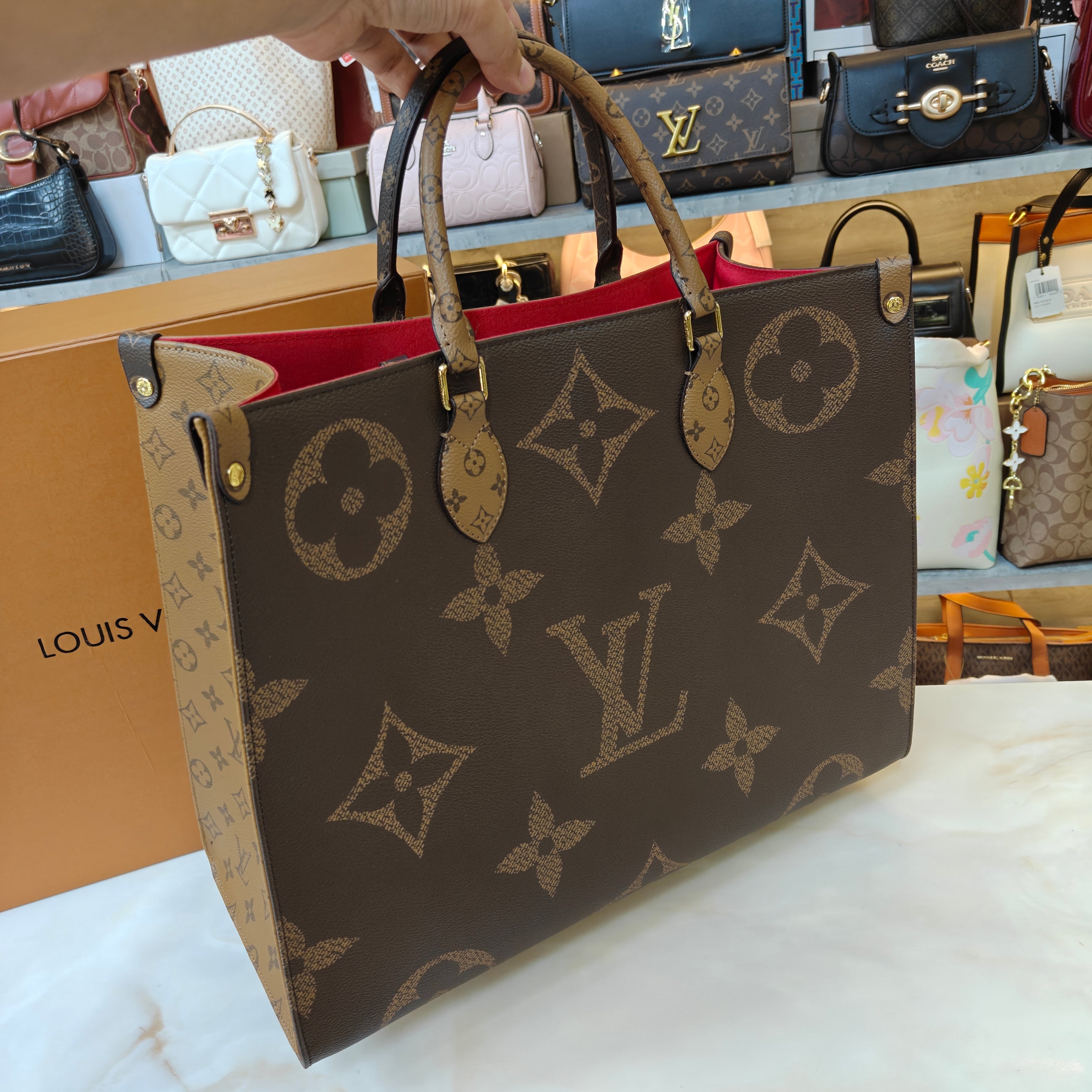 LVB 41cm OTG Large Tote Bag - Coffee (Double Box Ultra Premium) – Moksh ...